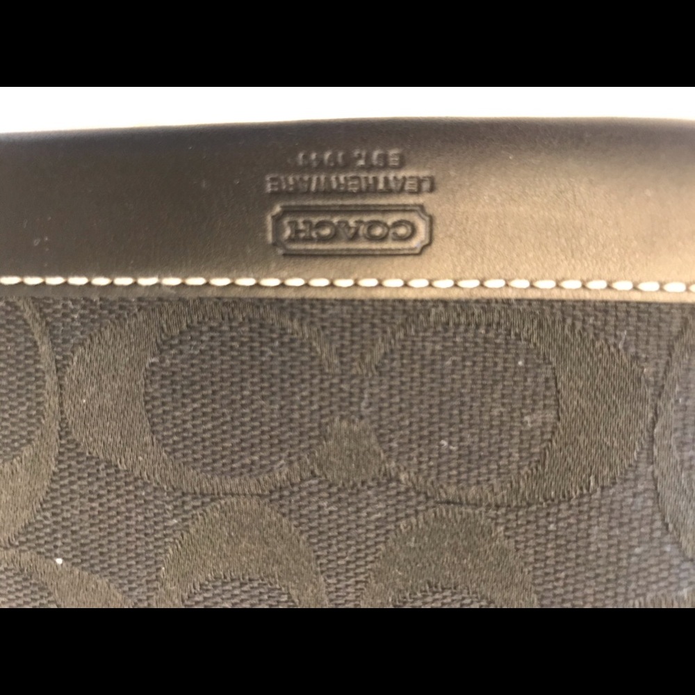 Coach Signature Black Canvas Coin Purse - Gem